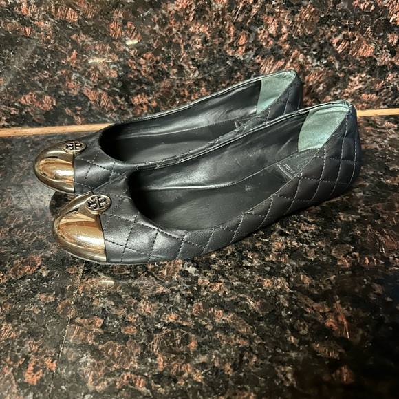 Tory Burch Shoes Tory Burch Black Quilted Leather Kaitlin Metal Cap